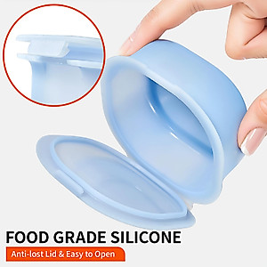 Silicone Cheese Container for Refrigerator, Blue Sliced Cheese Container Holder Cheese Storage Keeper for fridge, Snack Food Storage Container Box, 7oz Bowl with Lid Stackable Dishwash-safe