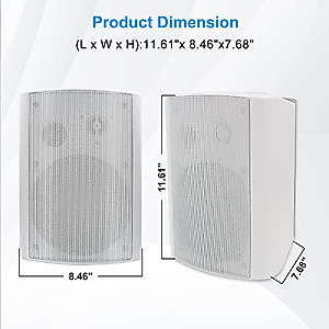 Herdio 6.5 Inches Indoor Outdoor Bluetooth Speakers Waterproof Wireless with Powerful Bass,Wall Mount Speakers Wired Weather Resistant for Patio Home Deck Porch Backyard 400 Watts(White)