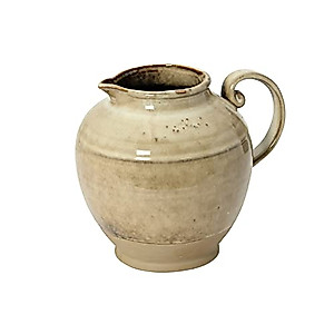 Creative Co-Op Stoneware, Reactive Glaze Pitcher, 8" L x 7" W x 7" H, Greige