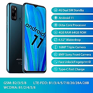 Ulefone Unlocked Smartphones Note 9P Android 11 Unlocked Cell Phones, Triple Rear Camera Triple Card Slots, 6.52" Waterdrop Full-Screen Dual SIM Phones, 4500mAh Global Bands, US Version - Green