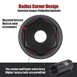 KBOISHA 3/8" Drive Impact Socket Set,49-Piece 6 Point Socket Set Standard SAE and Metric Sizes (5/16-Inch to 3/4-Inch and 8-22 mm) Cr-V Steel Sockets with Adapters & Ratchet Handle