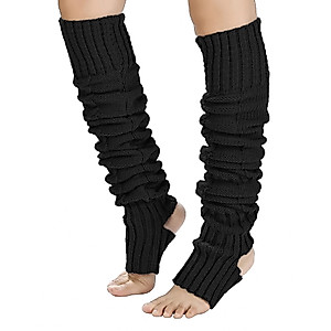 Women's Cable Knitted Thigh high Leg Warmers Extra Long Stirrup Over Knee High Warm Footless Socks Stockings