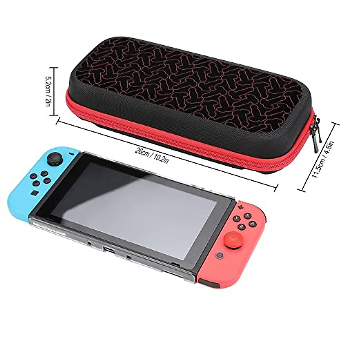 Penis Pattern Portable Travel Carry Case Hard Shell Pouch with Pockets Storage Bag for Switch Console Game and Slots Cards Accessories