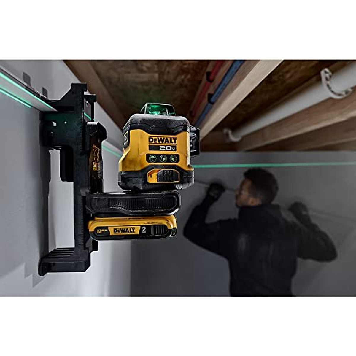 DEWALT 20V MAX Laser Level, Cross Line Laser, 3X360, Green, Bare Tool Only (DCLE34031B),Black