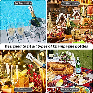 3-PACK BarBinge Champagne Cork Stopper Cap Portable Sparkling Wine Bottle Prosecco Cava Stainless Steel Sealer Plug Clamps Bar Kitchen Gadget