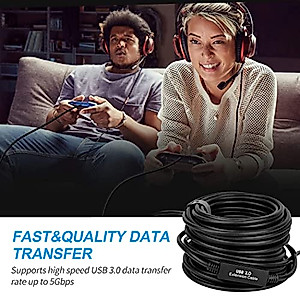 S.H.Y SPRUCES 50FT USB 3.0 Active Extension Cable, USB Extension Cord A/M to A/F15M,USB 3.0 Extender Cable, for USB HUB,Webcam,Xbox,Oculus Quest 2 VR,PS4,Printer,External Hard Disk
