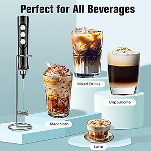 Rechargeable Milk Frother Handheld for Coffee, Stirrers Electric Whisk with Wall Mounted Stand, Drink Mixer Hand Frother Wand (MF02)