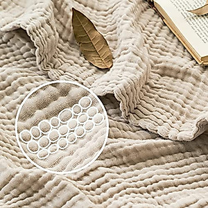ACCOTIA Muslin Cotton Throw Blanket for Adults Toddlers and Kids, Ultra Soft Lightweight Cotton Blanket with 4 Layers for All Season (55"X75", Khaki)