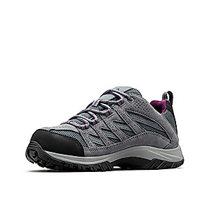 Columbia Womens Crestwood Mid Waterproof Hiking Shoe, Graphite, Wild Iris, 8.5 US