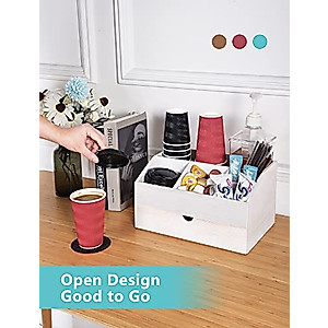 Honizer Coffee Station Organizer with Coffee Pod Drawer, Wooden Coffee Bar Organizer for Countertop, Tea Bag Organizer, Coffee Bar Accessories