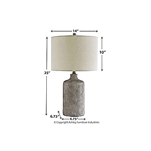 Signature Design by Ashley Linus Modern 25" Ceramic Table Lamp, Natural Stone Finish