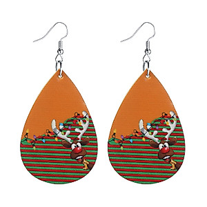 Christmas Earrings for Women Christmas Leather Earrings for Women Christmas Tree Earrings for Women Snowman Elk Santa Earrings for Women