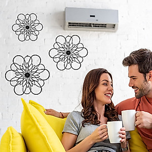 3 Pieces Metal Flower Wall Decor Rustic Galvanized Metal Flower Hanging Metal Flower Wall Art Wire Outline Wall Flowers Decor for Home Bedroom Bathroom Kitchen Garden Wall Art (1 Style)