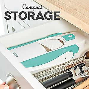 DASH Safe Slice® Mandoline Slicer, Julienne + Dicer for Vegetables, Meal Prep & More with 30+ Presets & Thickness Adjuster - Aqua