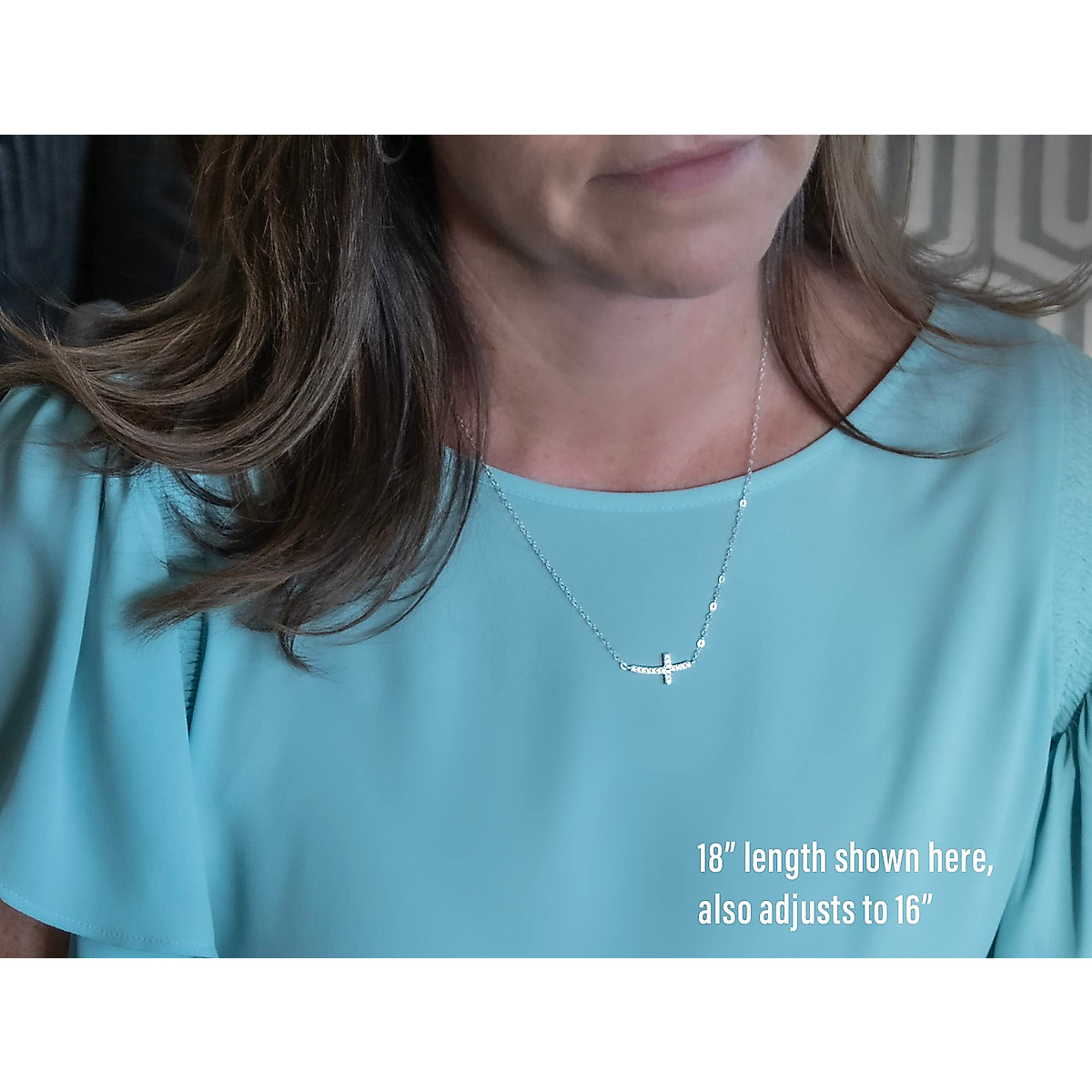 EFYTAL Dainty Sterling Silver Sideways Cross Necklace for Women, Baptism Gifts for women, Confirmation Gifts for Teen, First Communion Gifts, Christian Jewelry, Catholic Gifts for Women