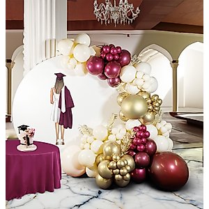 kozee burgundy and gold balloon garland arch kit 127Pcs double stuffed Maroon and gold balloons ivory Balloon arch for 2024 graduation Birthday Party Bridal shower Decorations