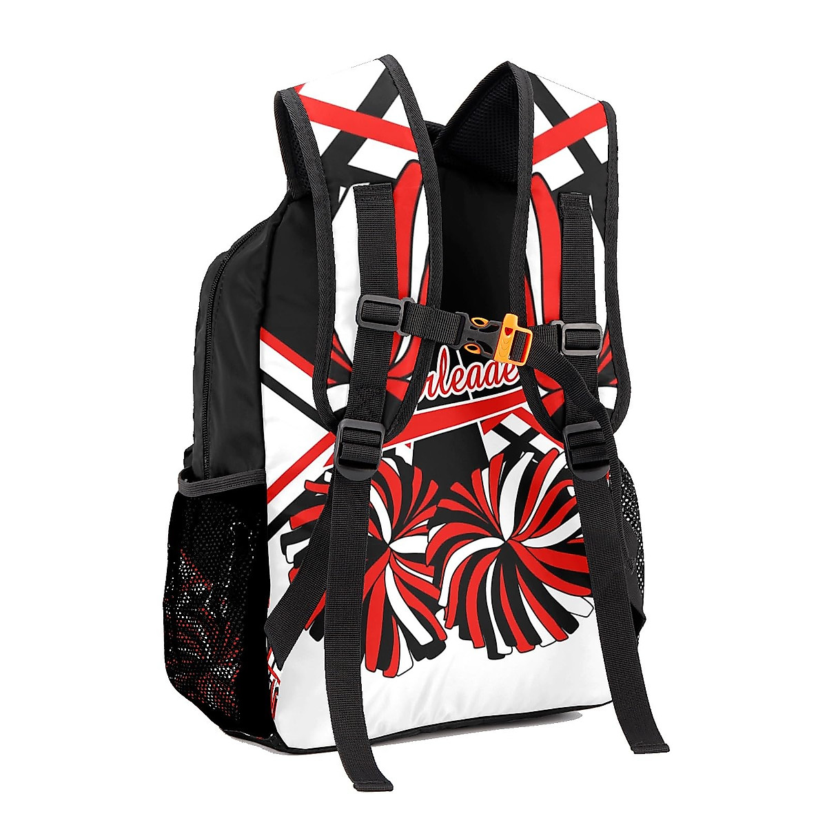 Personalized Custom Cheer Cheerleader Black Red Backpack Lightweight Travel Hiking Causual Bag With Name