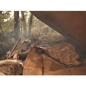 1844 Helko Werk Handmade Waxed Canvas Cowboy Bedroll - Camping Bed Roll with Leather Straps and Zipper - Waterproof Waxed Canvas Portable Bed Outdoor Camping (Bedroll Field Tan) #F8761FT