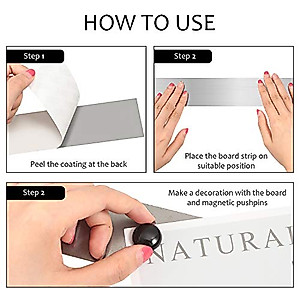 Magnetic Board Magnetic Strips with Adhesive Backing Magnetic Strips Adhesive Magnetic Strip for Wall Memo Board with Pushpins for School Office and Home (6)
