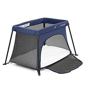 Lightweight Foldable Travel Crib, Portable Play Yard with Carry Bag for Infant Toddler Newborn(Blue)