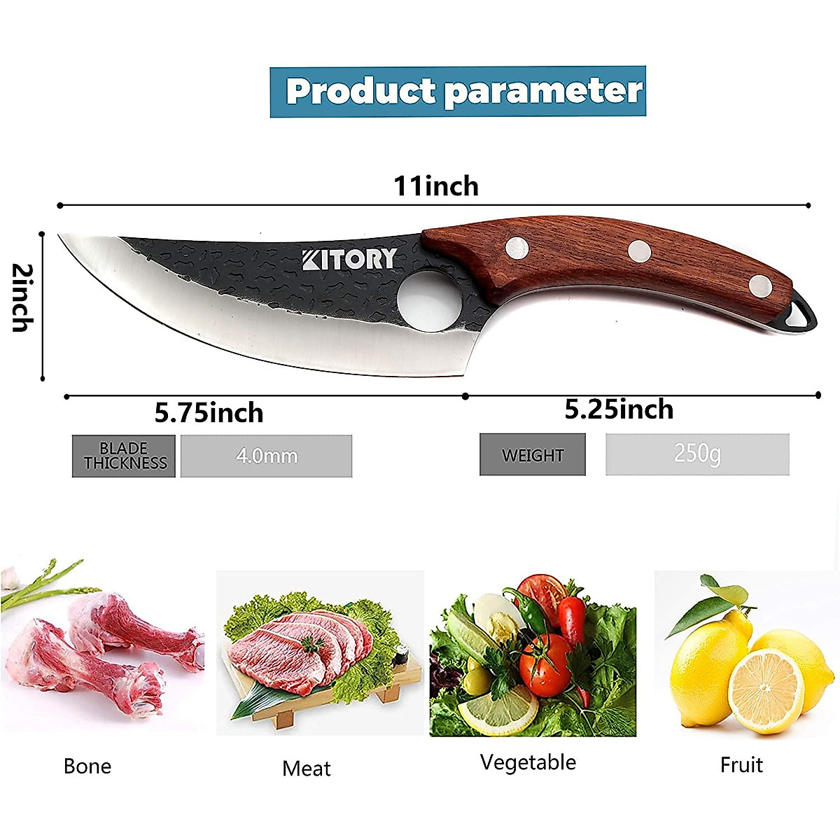 Kitory Super Heavy Duty Meat Cleaver 6" K5 + Viking Knife Butcher Boning Knife, Full Tang Multipurpose Man Sharp Kitchen Chef Knife HB02