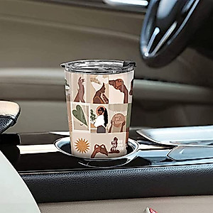 20oz Black Women Tumbler With Lid African American Gifts For Black Women - Self Care For Black Women Positive Affirmations For Black Women Black Girl Magic Stainless Steel Insulated Travel Coffee Cups