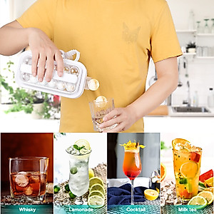 ALSOMTEC Portable Ice Ball Maker Sanitary Ice Cube Tray for Freezer 2 in 1 Ice Maker Mold Makes 17 Ice Round Cubes mold BPA-Free(Pink)