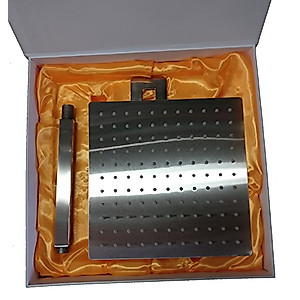 Luxury Ultra-Thin High Pressure 8'' Square Rainfall Shower head Brushed Satin Plus 8 inch Extension Arm Shower System and Accessories by Serene Steam