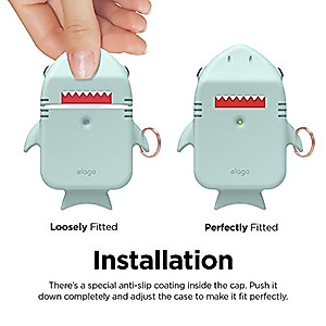 elago Shark AirPods Case Cover Compatible with Apple AirPods Case - Cute 3D Design AirPods Case Cover with Keychain for Apple AirPods 2, 1 (Baby Mint)