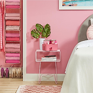 mDesign Plastic Shower Caddy Storage Organizer Utility Tote, Divided Basket Bin - Metal Handle for Bathroom, Dorm, Kitchen, Holds Soap, Shampoo, Conditioner - Aura Collection - Rose Pink/Satin