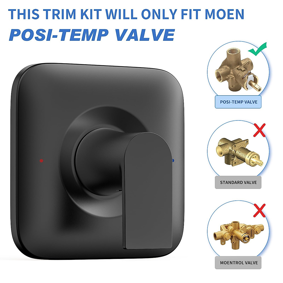 Replacement for Moen T2471BL Genta LX Posi-Temp Valve Trim Kit, Matte Black Shower Trim Kit Shower Handle
