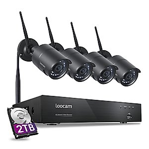 Loocam 900MHz Wireless Security Camera System Outdoor 2TB Hard Drive, 2000ft Long Range Transmission, 4 Camera 6 Channel NVR Surveillance Kit