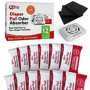 VZee Diaper Pail Deodorizer, Pack of 16, with Plastic Case, Compatible with Munchkin Diaper Pail, Diaper Pail Odor Eliminator, Charcoal Odor Absorber for Shoes, Drawers, Changing Tables and Bins