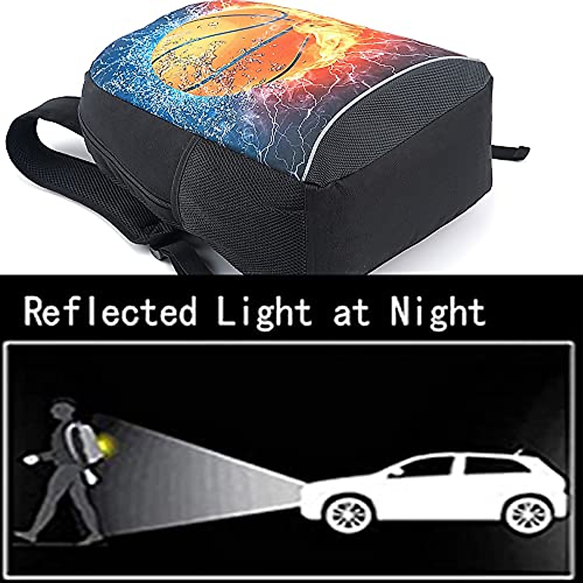 CAIWEI 17 Inch American Football Backpack School Bag (Burning basketball)