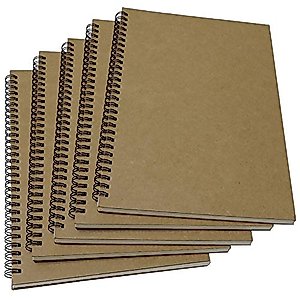 YUREE Spiral Notebook Lined, B5 Soft Cover Spiral Journal, 5 Notebooks Per Pack, 60 Sheets (120 Pages), 10.2" x 7.2", Brown
