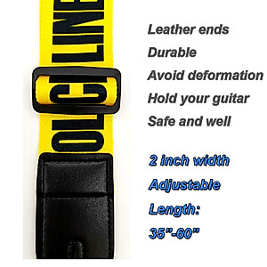 Sopopal Acoustic Guitar Strap Electric Guitar Straps with Leather Ends Adjustable Classical Suitable For Bass, Electric & Acoustic Guitars (Yellow Police Line)