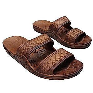 IMPERIAL SANDALS HAWAII Women Double Strap Jesus Style Hawaii Sandals, Unisex Sandal for Women Men and Teens (Brown, 6)