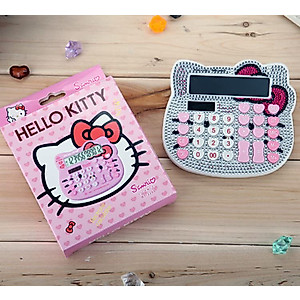 Hello Kitty Calculator, Xinyu Lighting Creative and Cute Solar Calculator, 12-Digit LCD Display, Suitable for Adults and Children, Solar and Battery Powered (White Jewel Model)