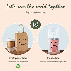 GSSUSA 100 Pack Paper Gift Bags 5.25x3.75x8'' Small Paper Bags with Handles Bulk, Brown Kraft Paper Bags for Small Business, Sturdy Grocery Retail Shopping Bags, Birthday Party Favor Bags, Craft Bags