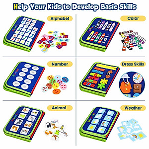 Winblo Toddler Busy Board - Montessori Toys for 1-3 Year Old Boy Birthday Gift, Educational Learning Sensory Busy Book for Two Year Old Boys, Kids Ages 2-4 Activities Toy for Airplane Car Travel