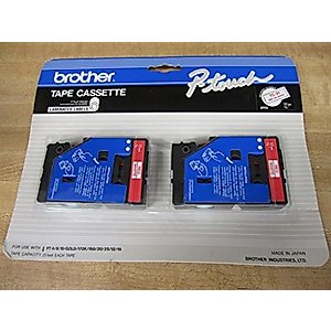 Brother TC-21 Red on White Tape Cartridges for P-Touch Labelers, .47" x 25.2' 2/Pack