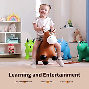 EVERICH TOY Inflatable Bouncy Animals Hopper and Horse for Toddlers 1-3, Ride on Jumping Bounce Toys, Birthday Gift for 18 Months 2 3 4 5 Year Old