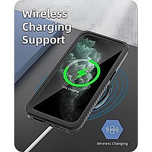 WIFORT iPhone 11 Pro Waterproof Case Built-in Screen Protector Water Resistant Cover Protective Drop Protection Hard, Shockproof Full Body Defender Tough Military Grade - 5.8" Black