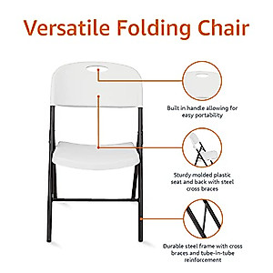 Amazon Basics Folding Plastic Chair with 350-Pound Capacity - 6-Pack, White