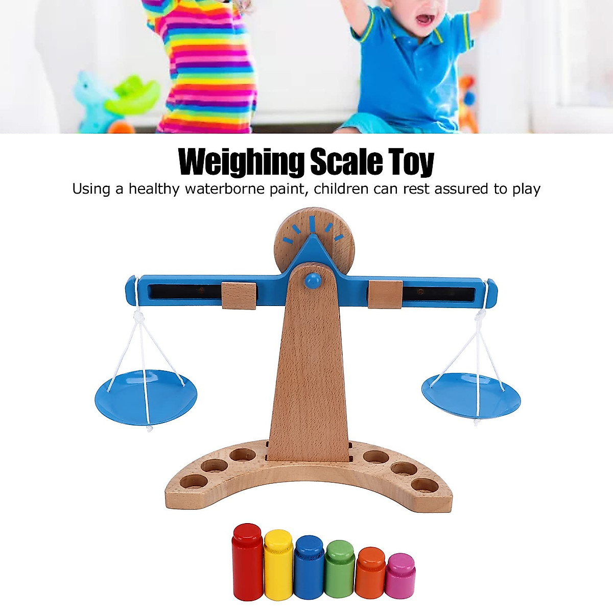 Pinsofy Weighing Scale Toy, Teaching Aid Math Teaching Balance Scales Toy Educational with Tray for Children for School