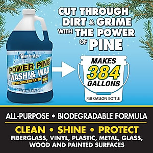 STAR BRITE Power Pine Wash & Wax - Concentrated Marine Grade Formula for Boats, Cars & More - Clean, Shine, UV Protect & Shed Stains in One Step - 128 OZ Gallon (094700)