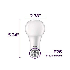 Philips LED 556928 3-Way A21 Flicker-Free Light Bulb with EyeComfort Technology: 1600-800-450-Lumen, 2700K, 14-8-5 (100-60-40-Watt Equivalent), E26 Base, Soft White, 4-Pack, Title 20 Compliant