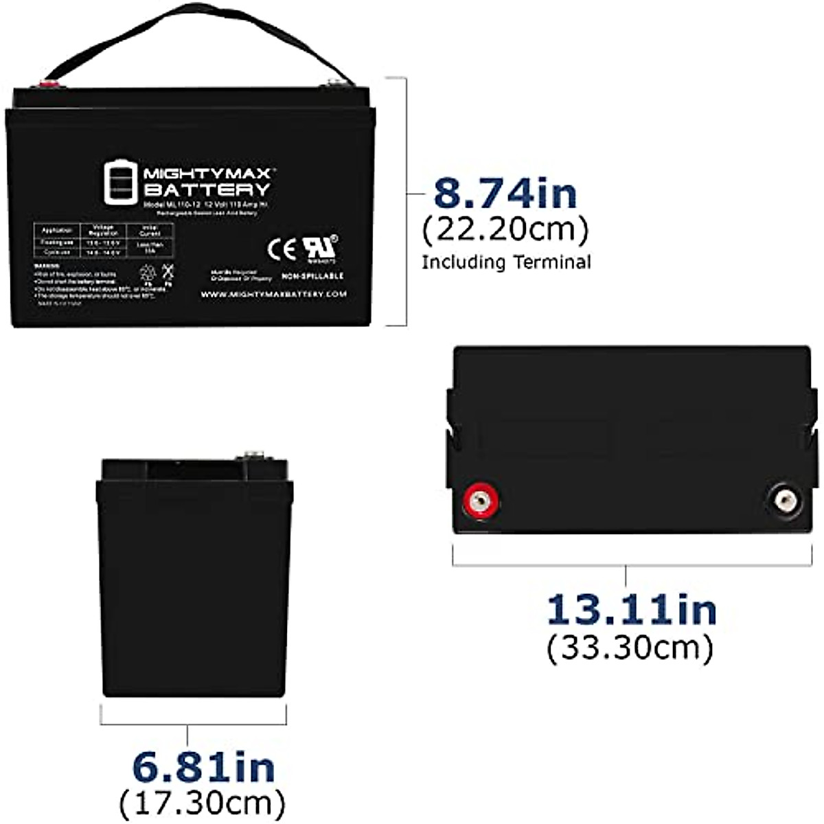 Mighty Max Battery 12V 110AH SLA Replacement Battery for Centennial CB12-115