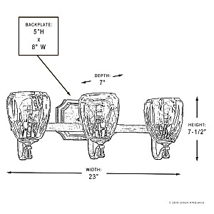 Urban Ambiance Luxury Crystal Bathroom Vanity Light, Medium Size: 7.5" H x 23" W, with French Country Style Elements, Olde Bronze Finish and Clear Water Shade, UHP2033 from The Ravenna Collection