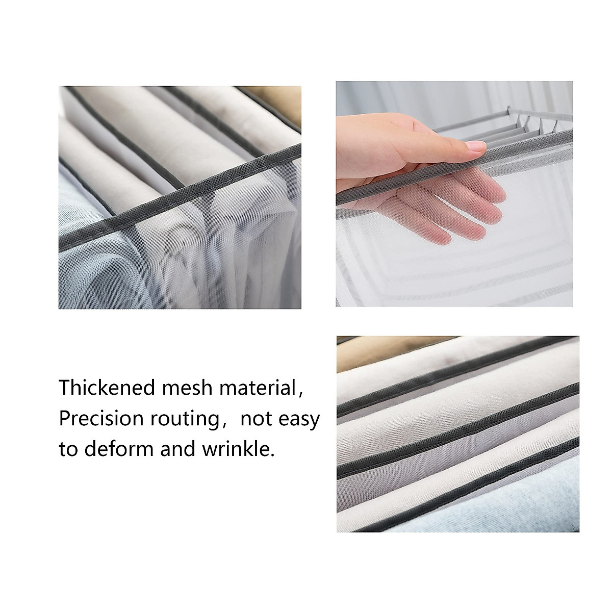 Kyweel 3PCS Washable Wardrobe Clothes Organizer，Foldable Visible Closet Organizer Clothes Drawer Mesh Separation Box For Jeans, T-shirts, Leggings, Underwear, Children's Clothing，Socks（7 Grids）